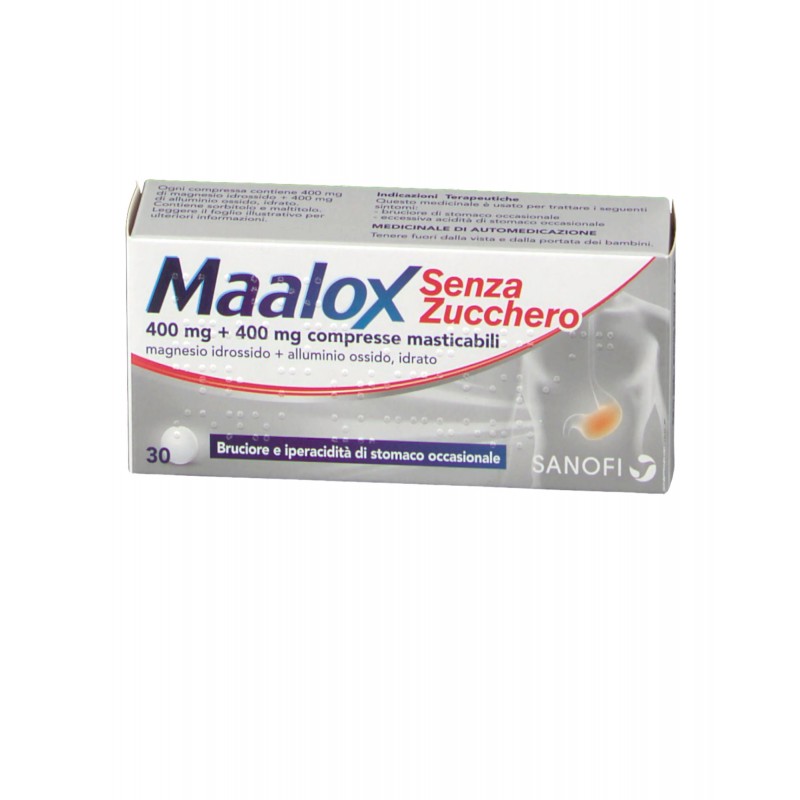 Maalox 30 compresse masticabili 400 mg + 400 mg aroma limone