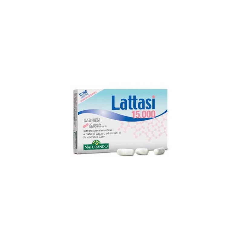 Naturando Lattasi 15000 integratore intolleranza al lattosio 20 Capsule