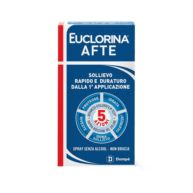 Euclorine Afte Spray con acido ialuronico per afte e lesioni orali 15 ml