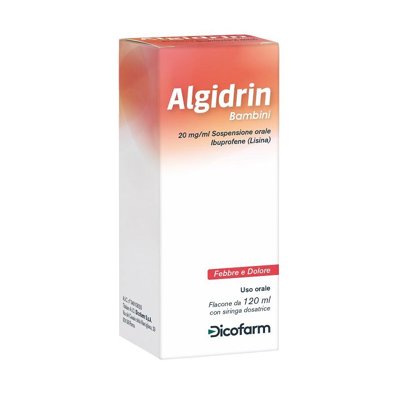 Algidrin bambini Sospensione orale 120 ml 20 mg/ml + siringa 5 ml