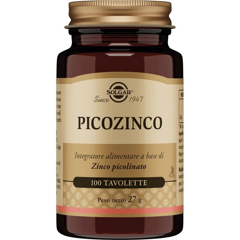Solgar Picozinco 100 tavolette-Integratore per capelli, pelle e unghie