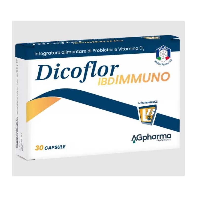 AG Pharma Dicoflor IBDImmuno Probiotici e Vitamina D3 30 Capsule
